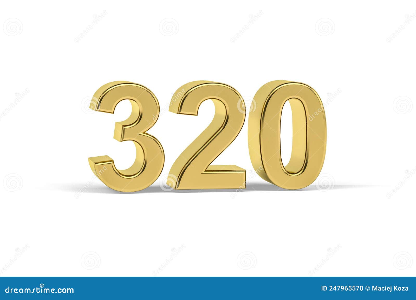 Golden 3d Number 320 - Year 320 Isolated On White Background Stock ...
