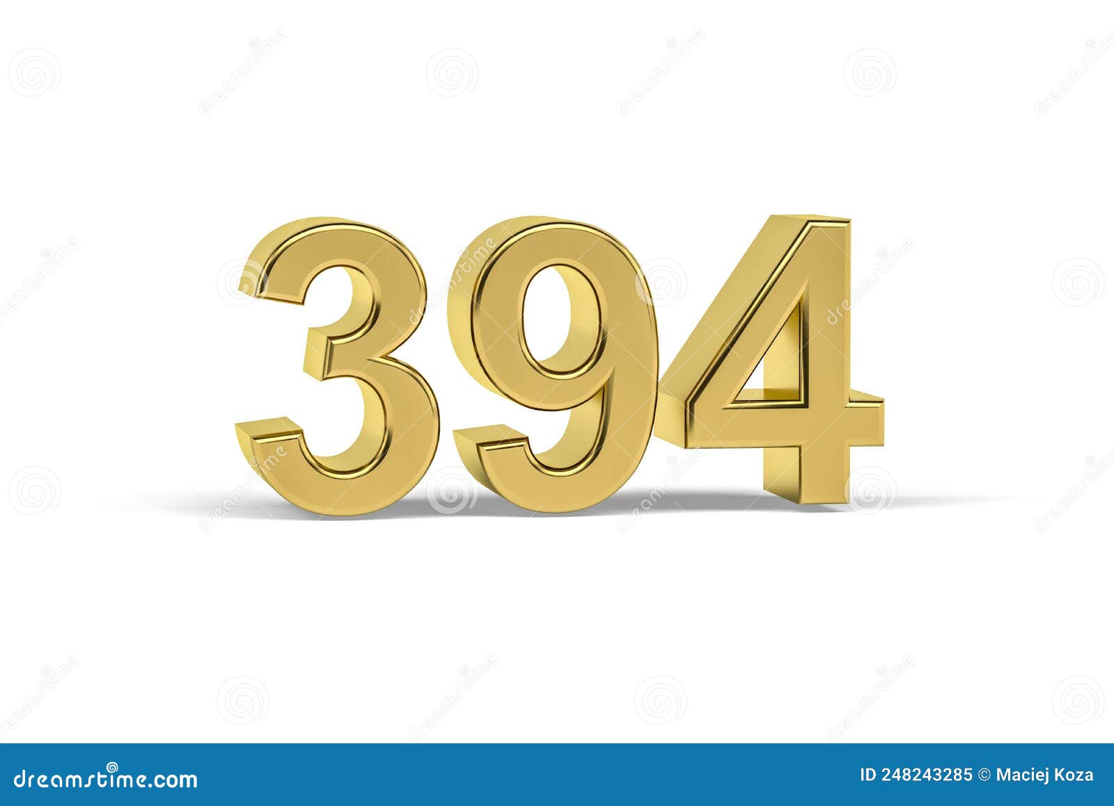 Golden 3d Number 394 - Year 394 Isolated on White Background Stock ...
