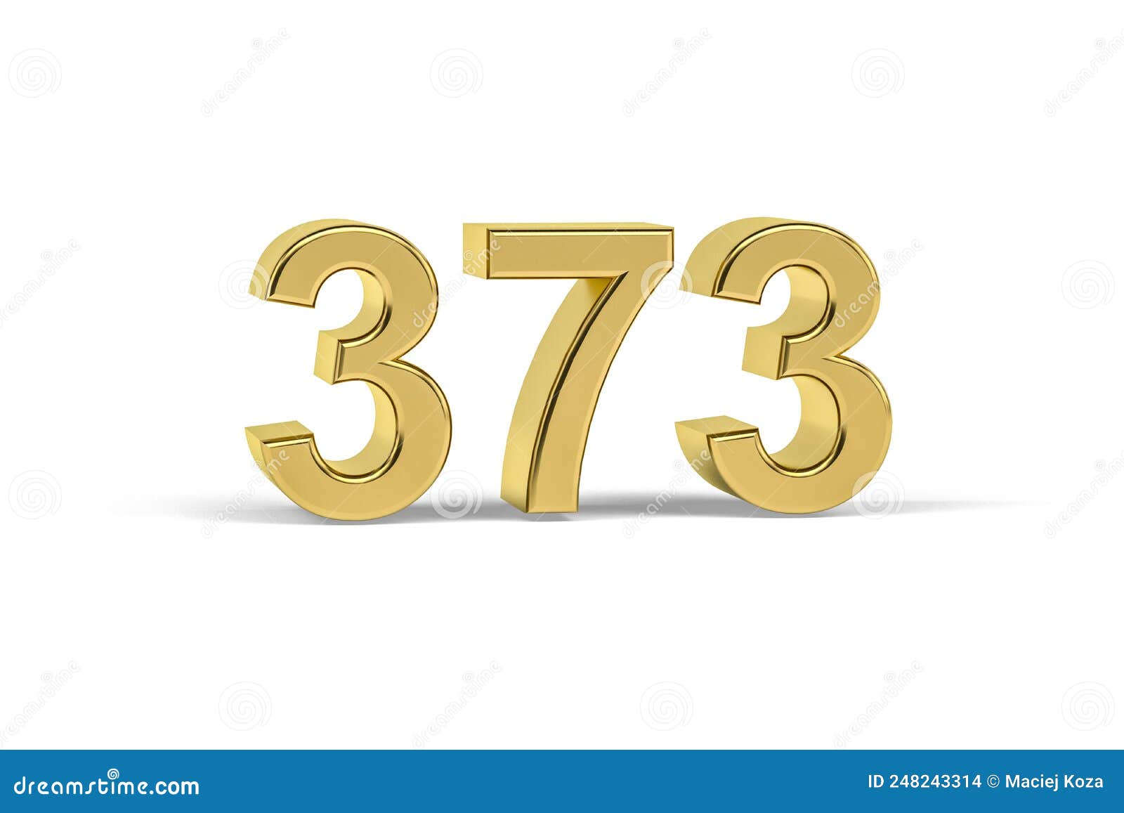 Golden 3d Number 373 - Year 373 Isolated on White Background Stock ...