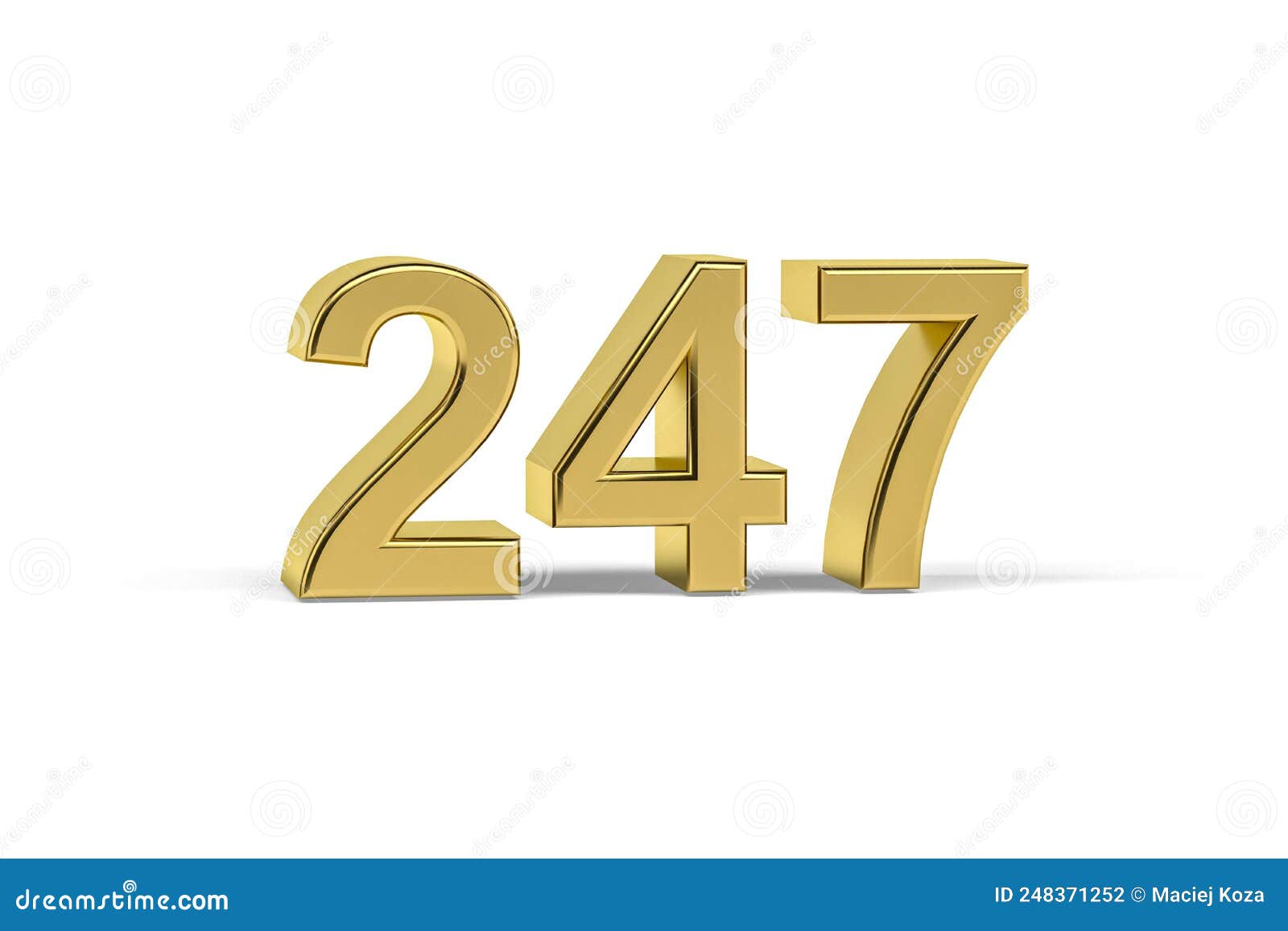 Golden 3d Number 247 - Year 247 Isolated on White Background Stock ...