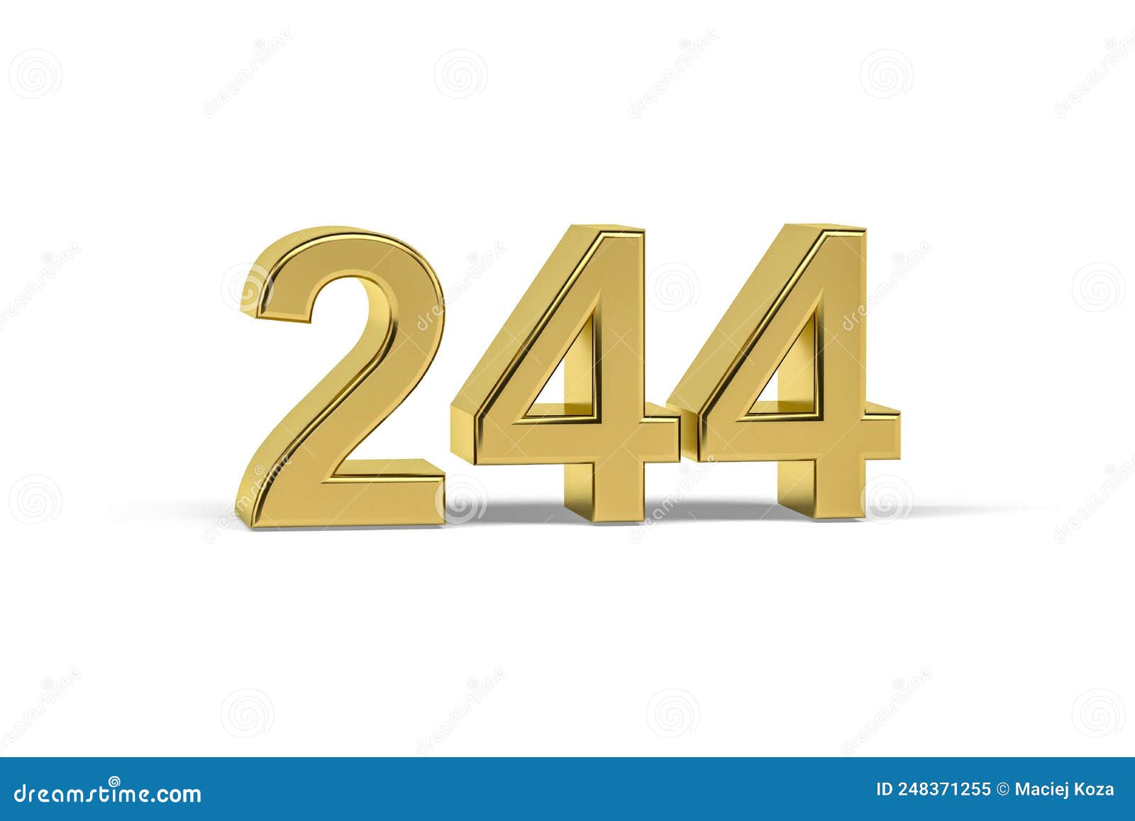 Golden 3d Number 244 - Year 244 Isolated on White Background Stock ...