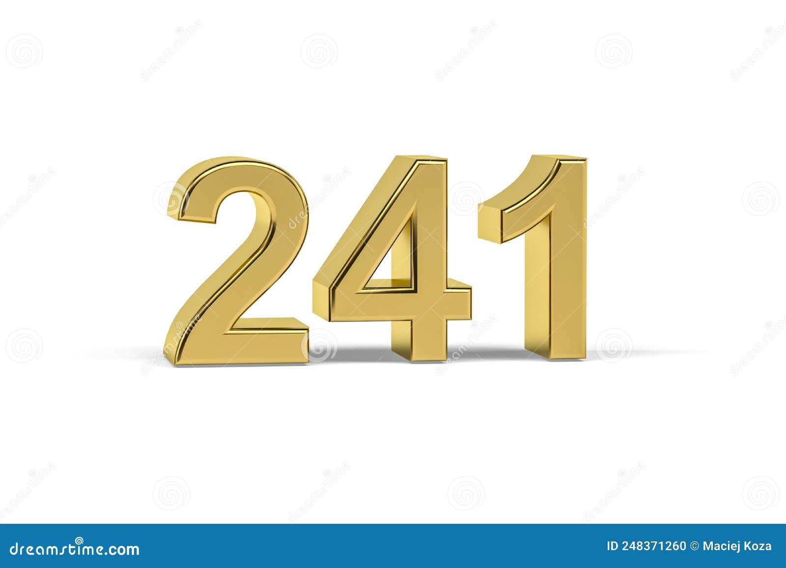 Golden 3d Number 241 - Year 241 Isolated on White Background Stock ...