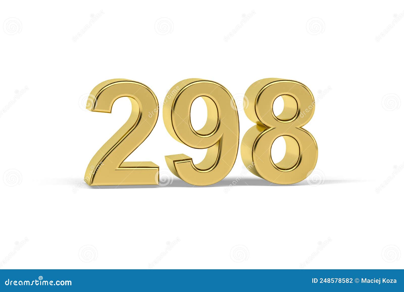 Golden 3d Number 298 - Year 298 Isolated on White Background Stock ...