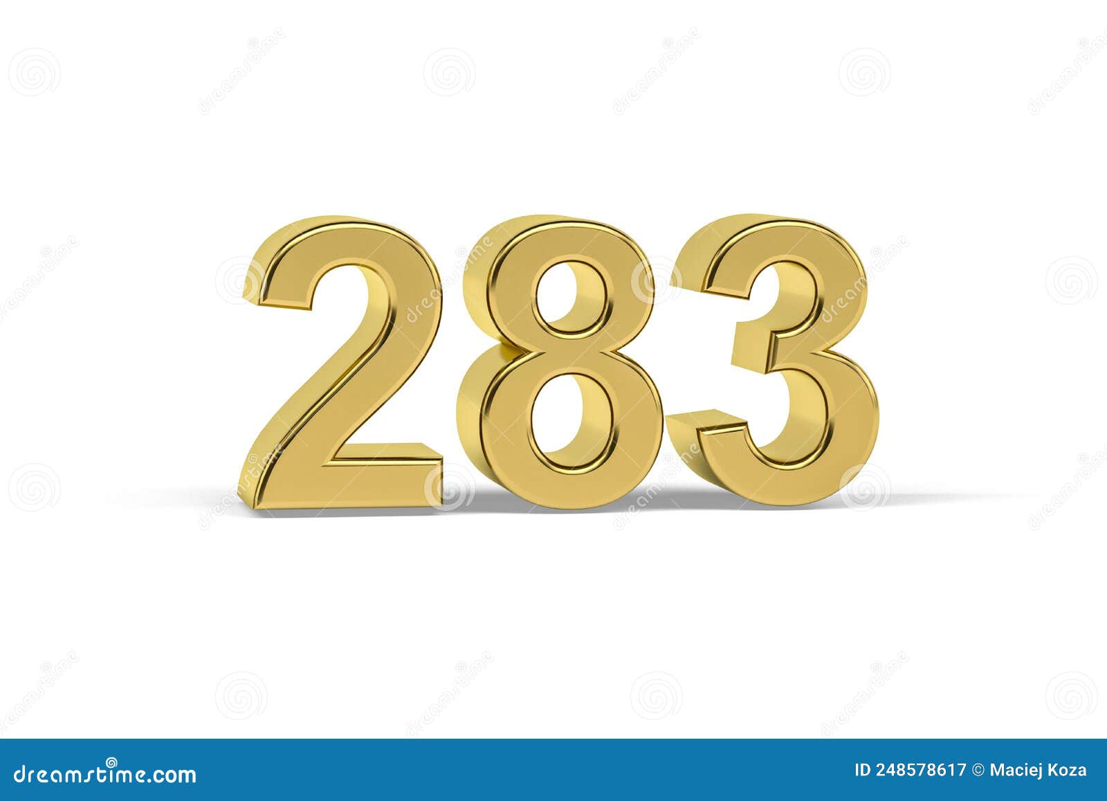 Golden 3d Number 283 - Year 283 Isolated on White Background Stock ...