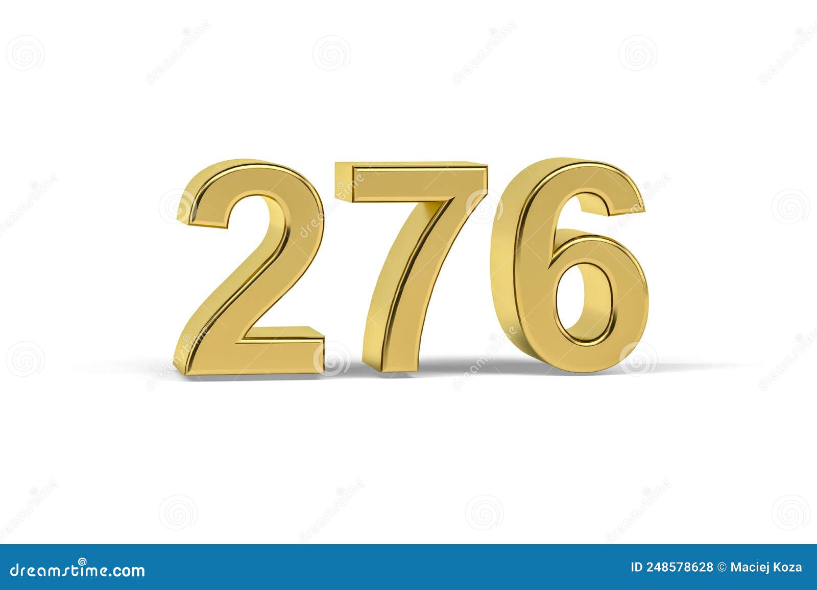 Golden 3d Number 276 - Year 276 Isolated on White Background Stock ...