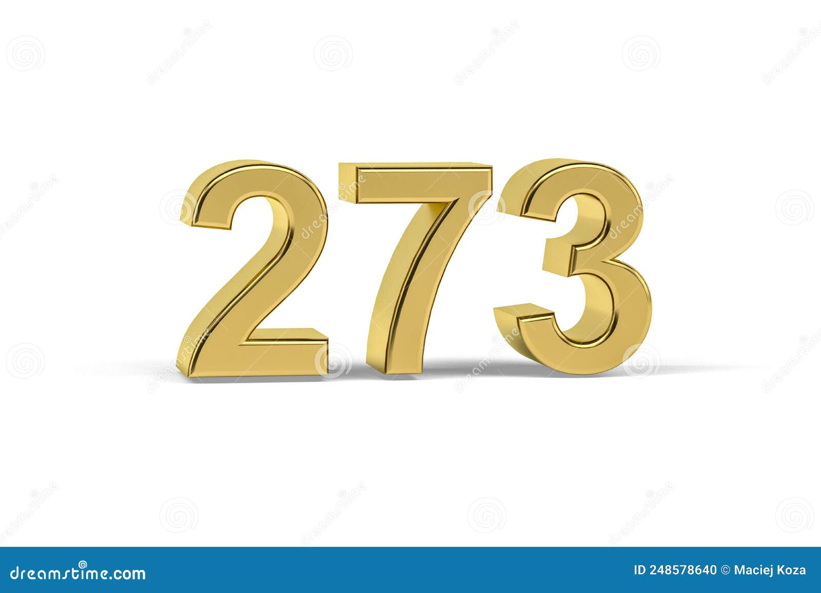 Golden 3d Number 273 - Year 273 Isolated on White Background Stock ...