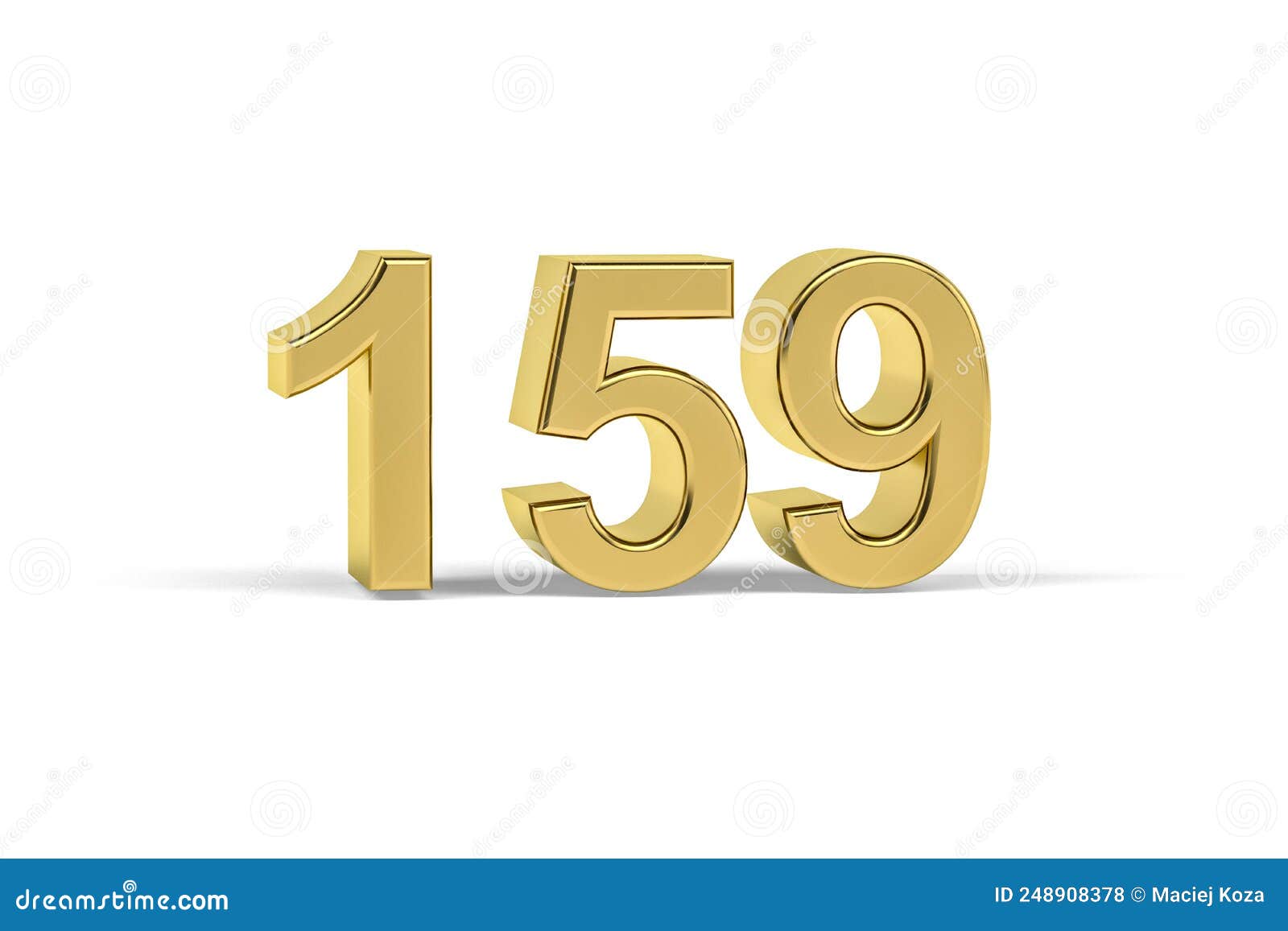 Golden 3d Number 159 - Year 159 Isolated On White Background Royalty ...