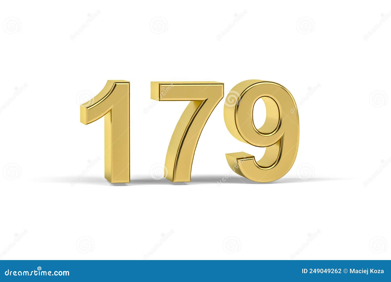 Golden 3d Number 179 - Year 179 Isolated on White Background Stock ...