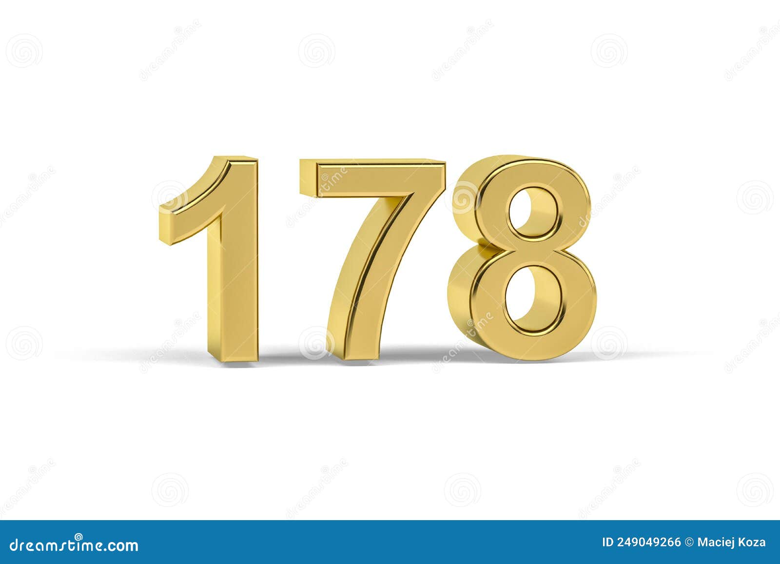 Golden 3d Number 178 - Year 178 Isolated on White Background Stock ...