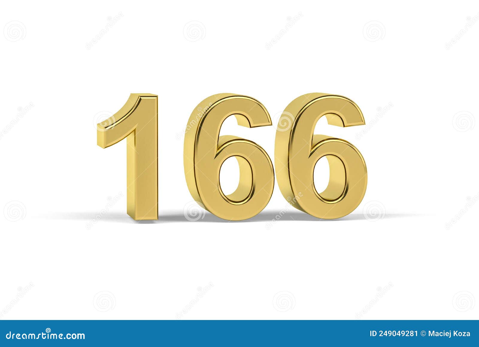 Golden 3d Number 166 - Year 166 Isolated on White Background Stock ...