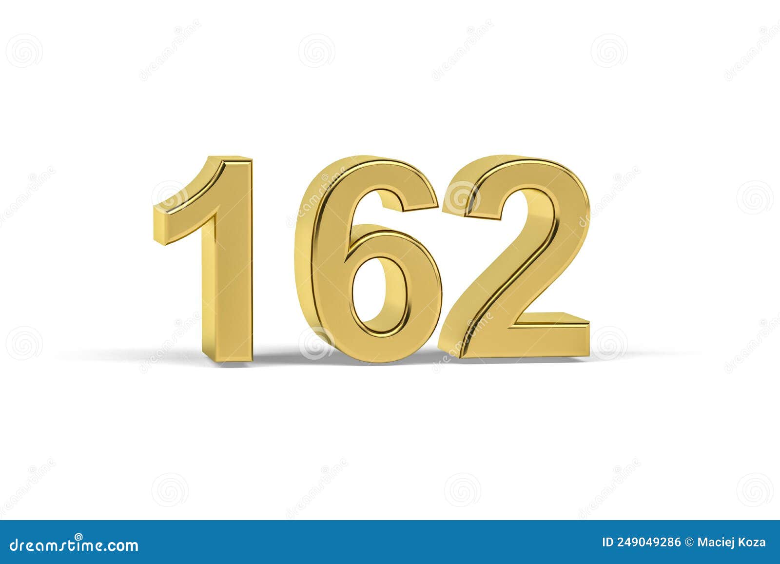 Golden 3d Number 162 - Year 162 Isolated on White Background Stock ...