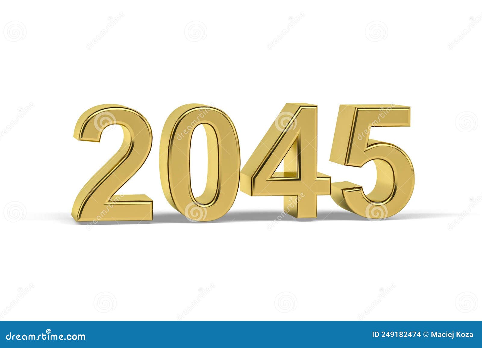 Golden 3d Number 2045 - Year 2045 Isolated On White Background Stock ...