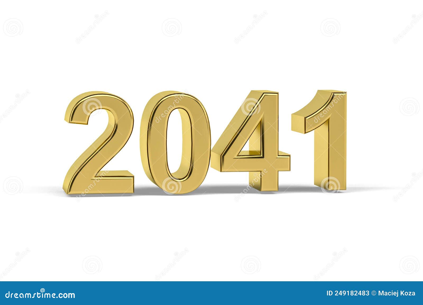Golden 3d Number 2041 - Year 2041 Isolated on White Background Stock ...