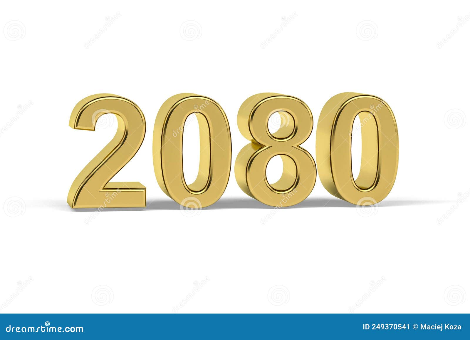 Golden 3d Number 2080 - Year 2080 Isolated on White Background Stock ...