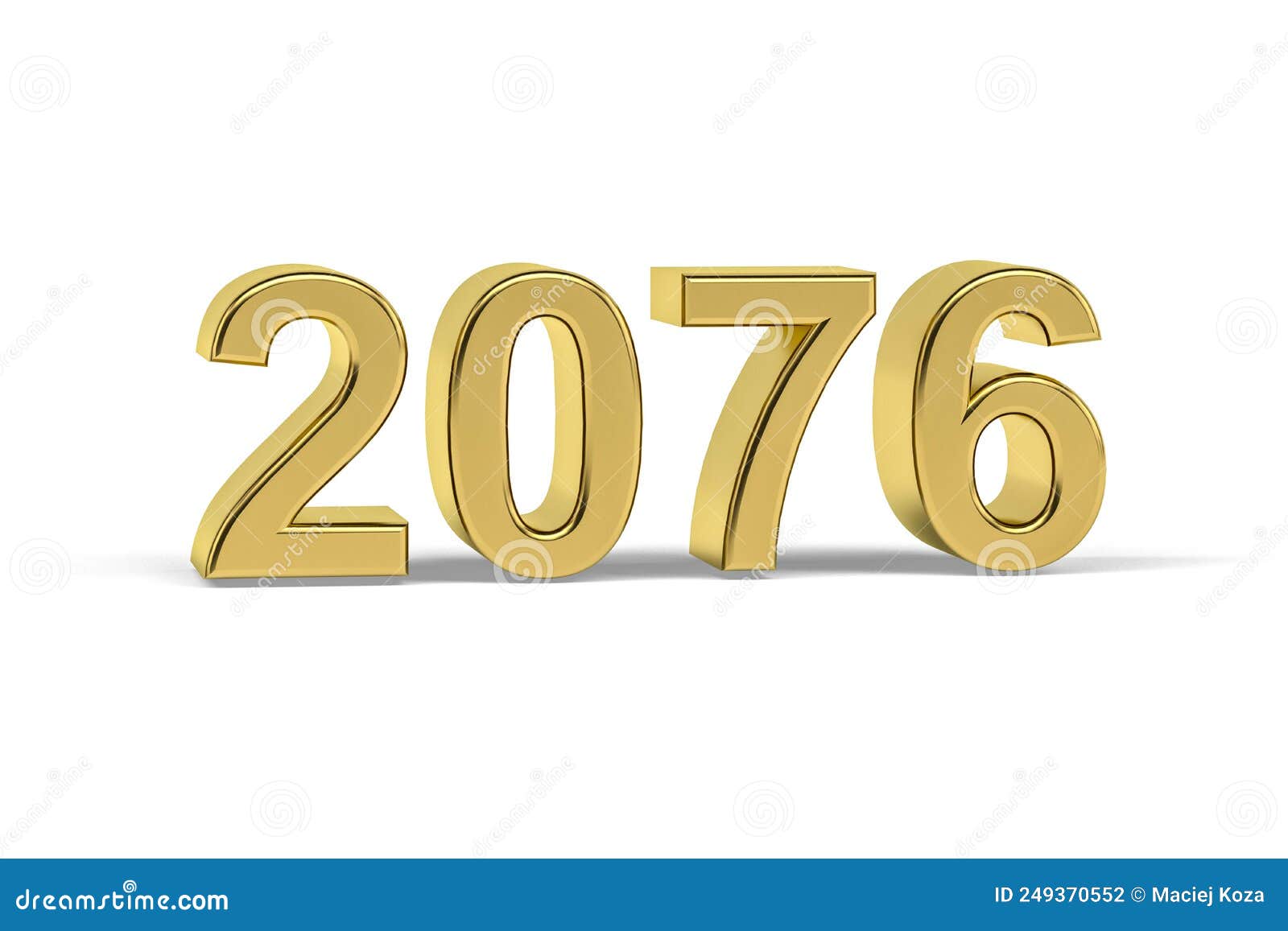 Golden 3d Number 2076 - Year 2076 Isolated on White Background Stock ...