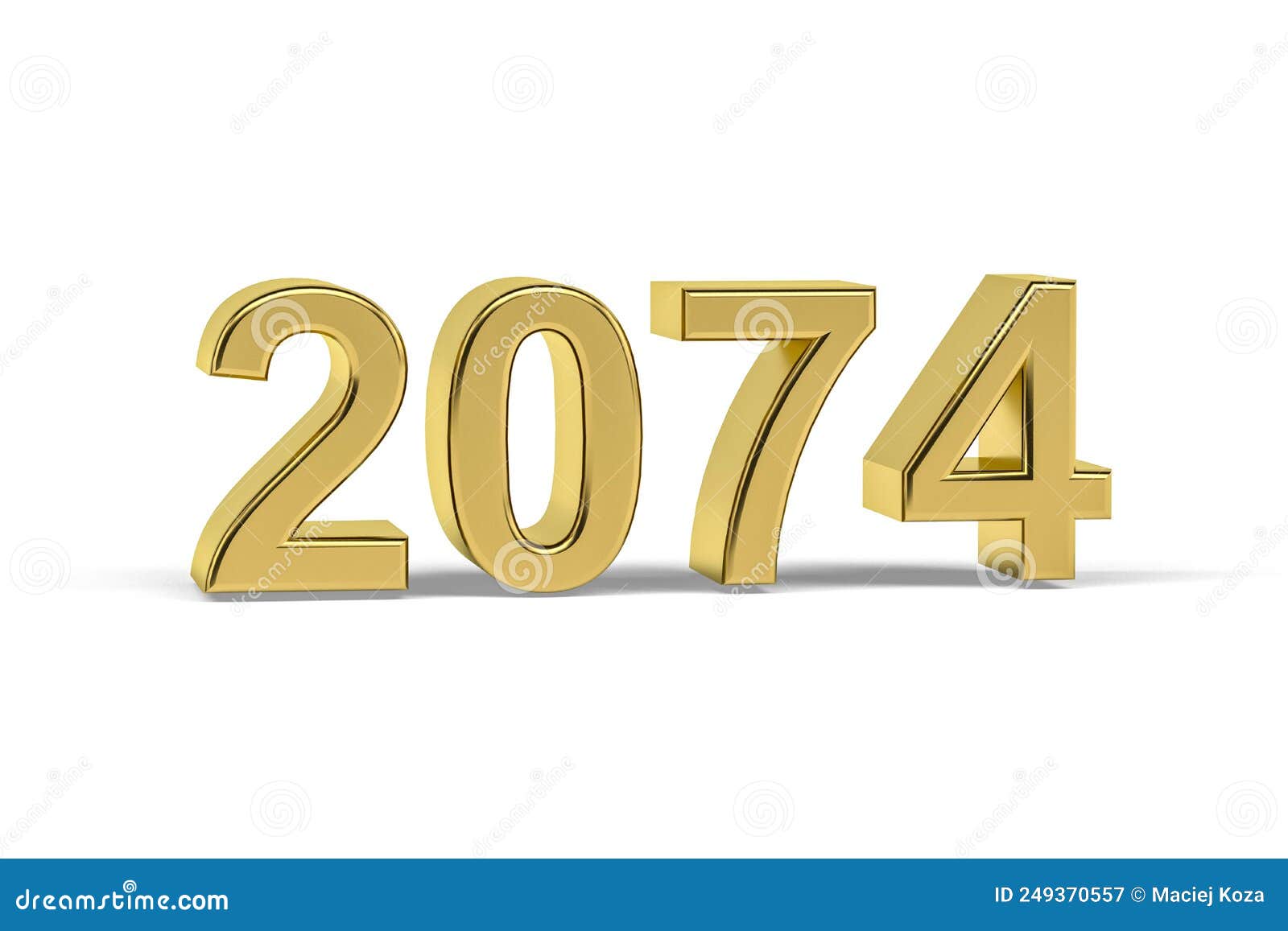 Golden 3d Number 2074 - Year 2074 Isolated on White Background Stock ...