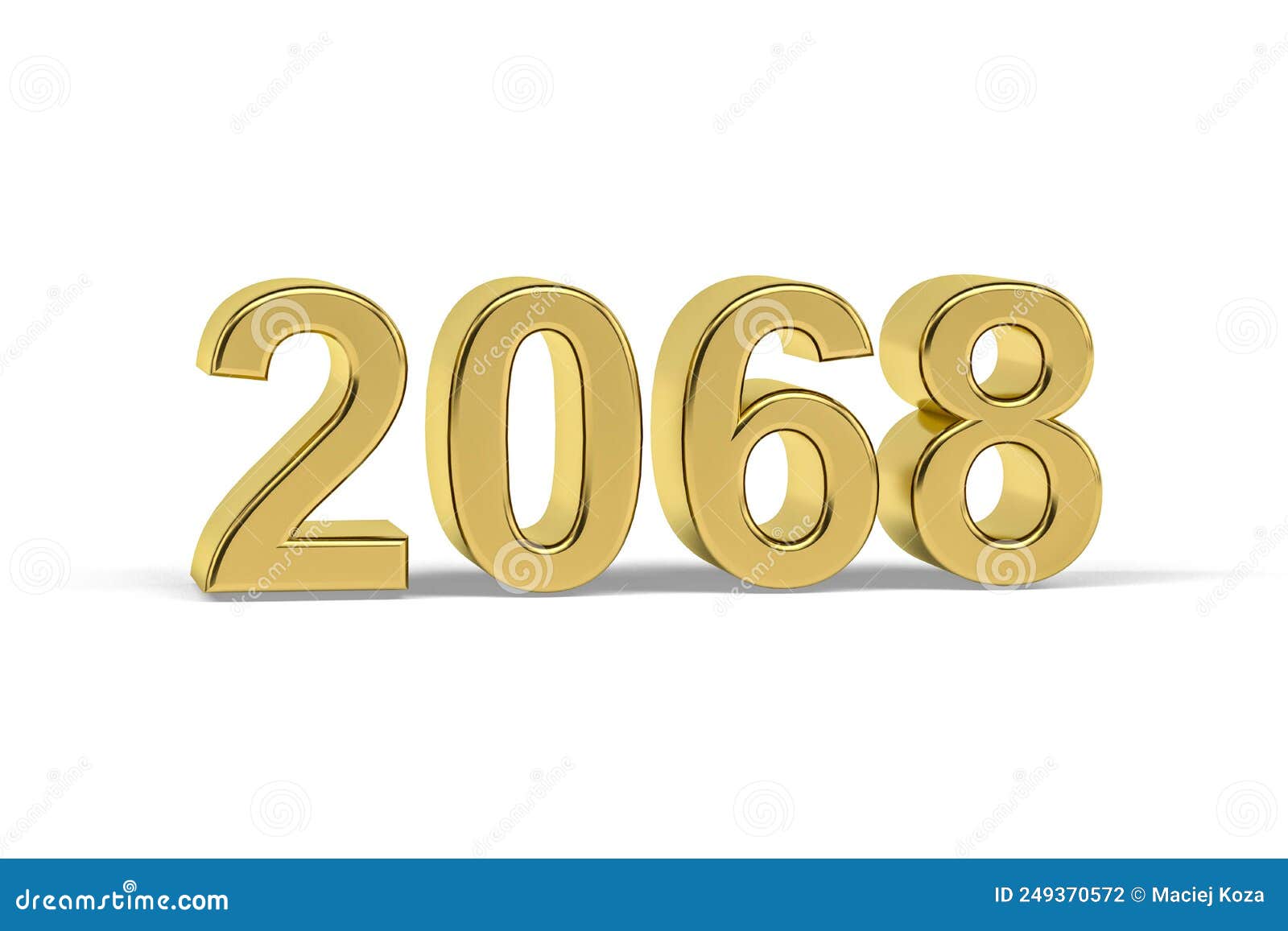 Golden 3d Number 2068 - Year 2068 Isolated on White Background Stock ...