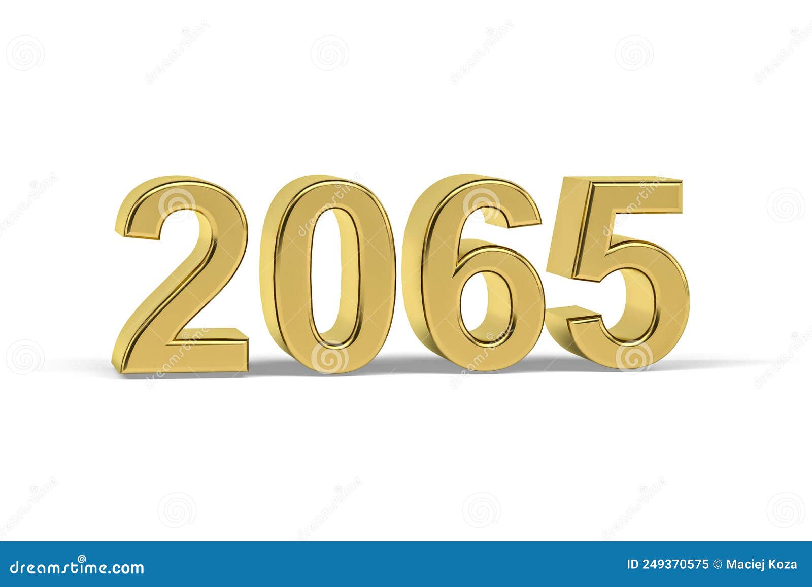 Golden 3d Number 2065 - Year 2065 Isolated on White Background Stock ...