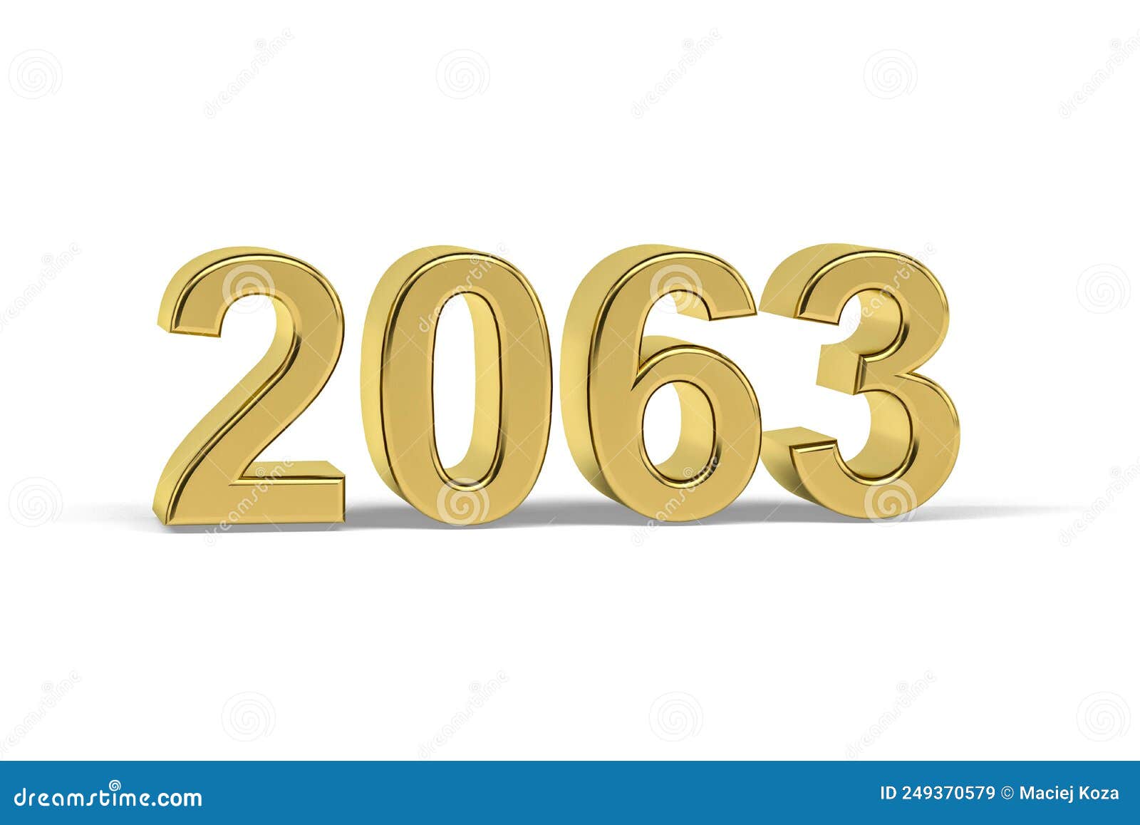 Golden 3d Number 2063 - Year 2063 Isolated on White Background Stock ...
