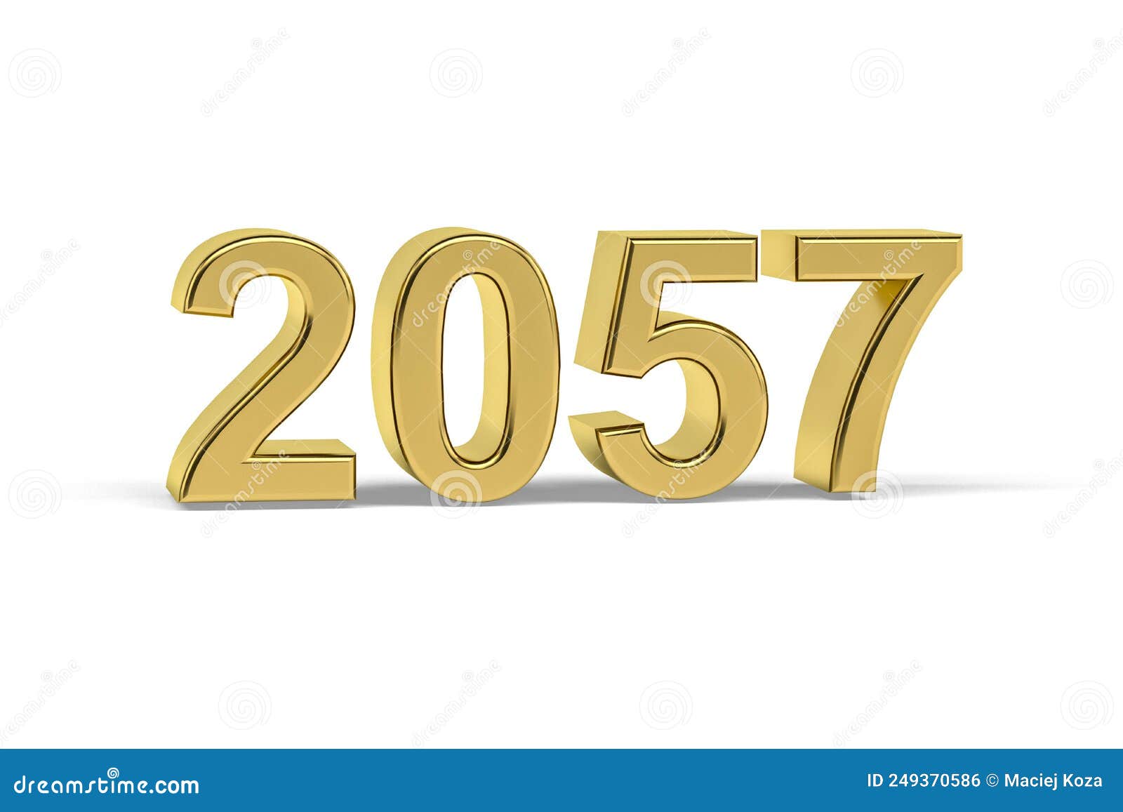 Golden 3d Number 2057 - Year 2057 Isolated on White Background Stock ...