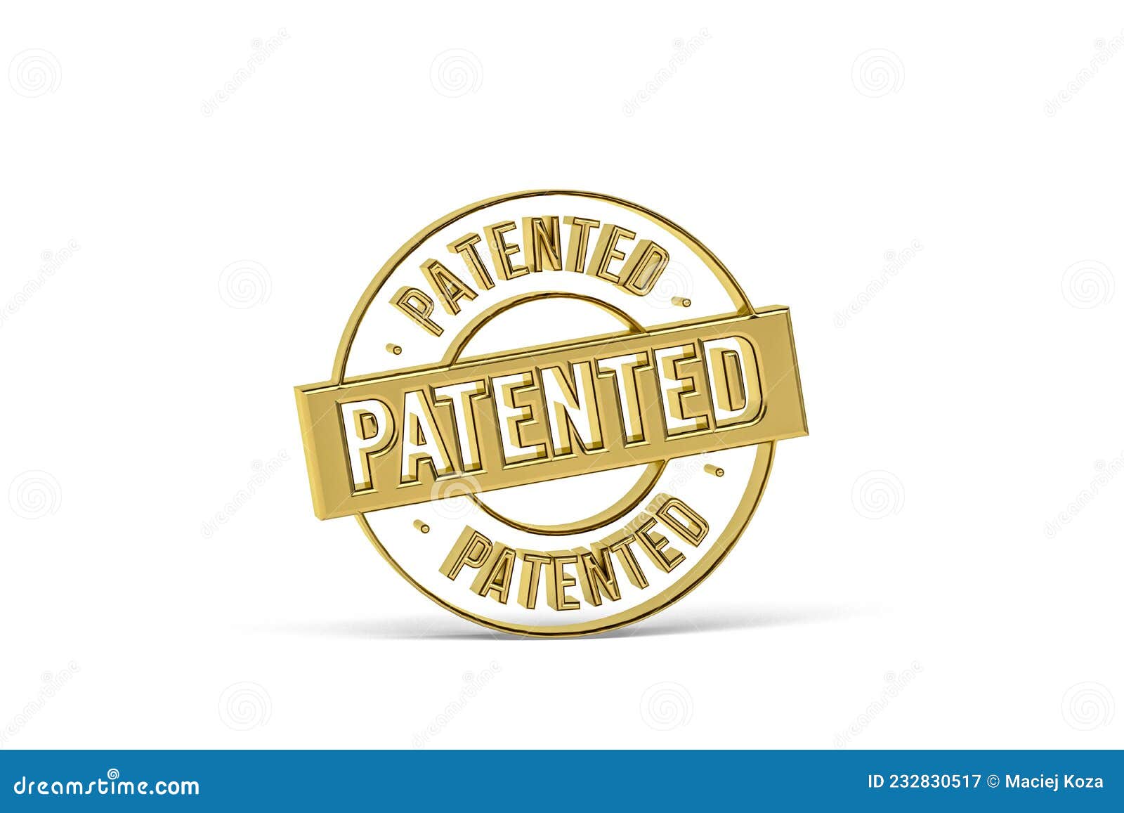 Golden 3d Patent Icon Isolated on White Background Stock Illustration ...