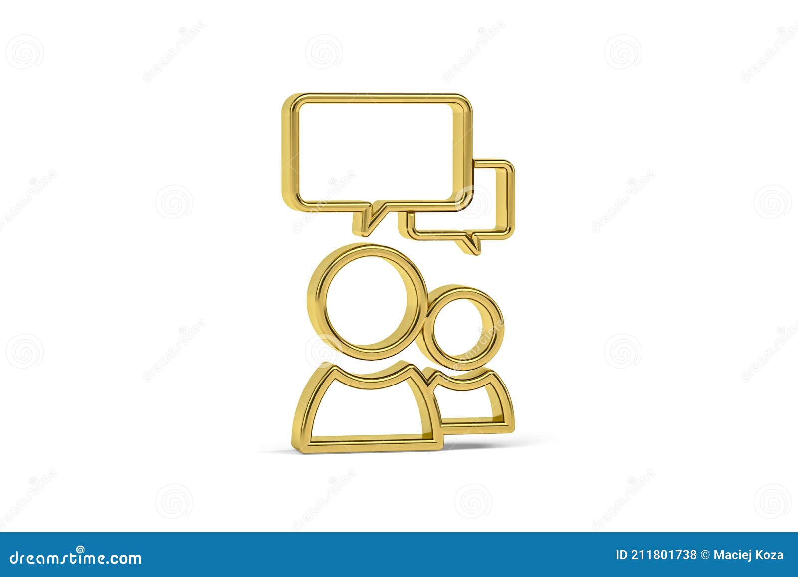 Golden 3d People with Tooltip Icon Isolated on White Background Stock ...
