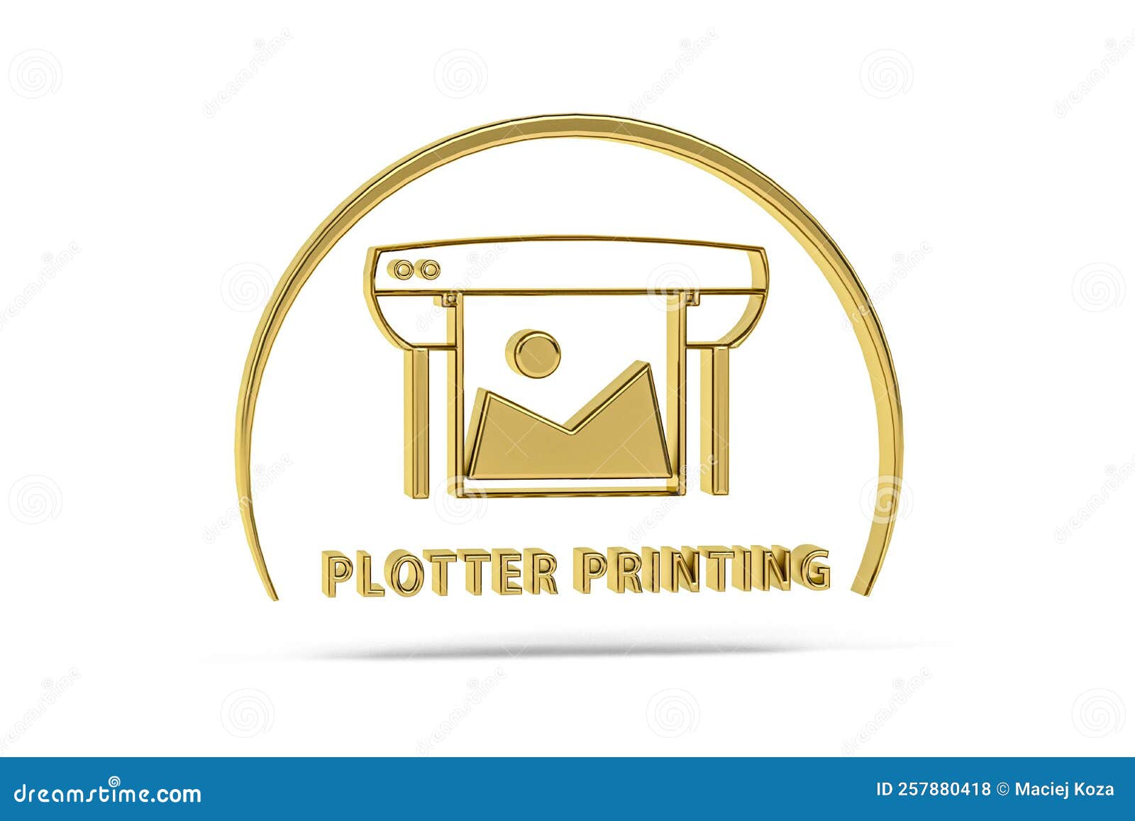 Golden 3d Plotter Icon on White Background Stock Illustration ...