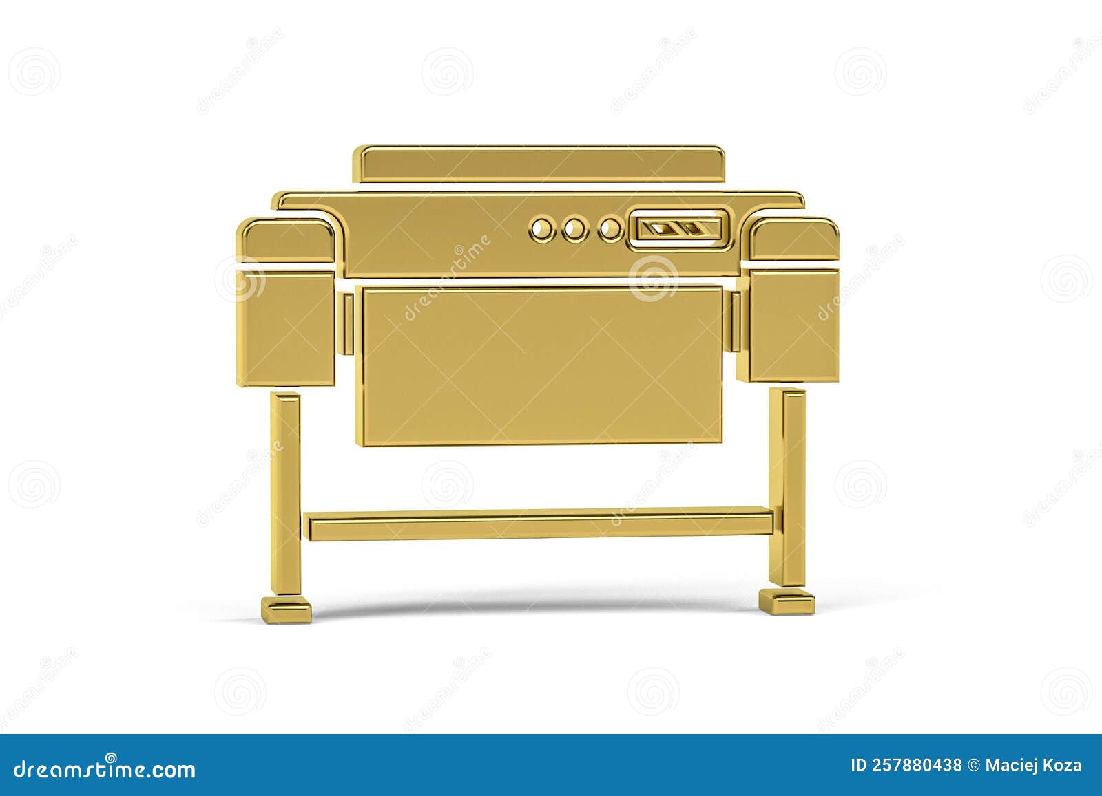 Golden 3d Plotter Icon on White Background Stock Illustration ...