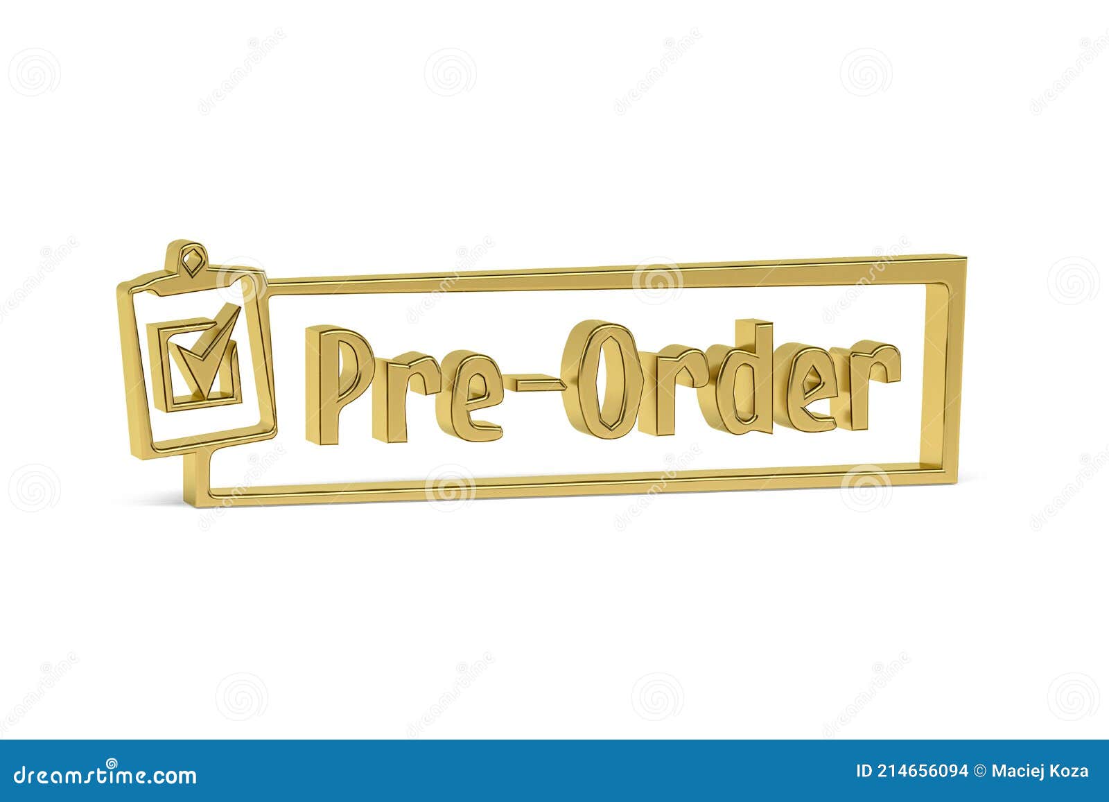 Golden 3d Preorder Icon Isolated on White Background Stock Illustration ...
