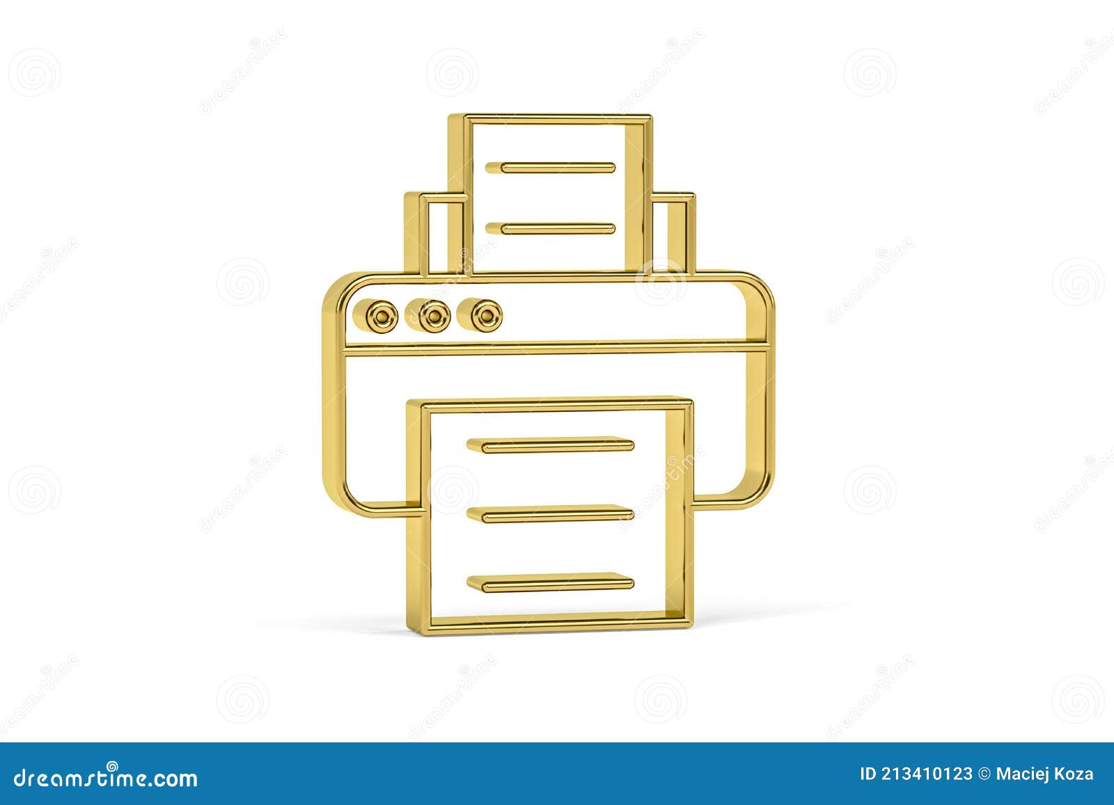 Golden 3d Printer Icon Isolated on White Background Stock Illustration ...