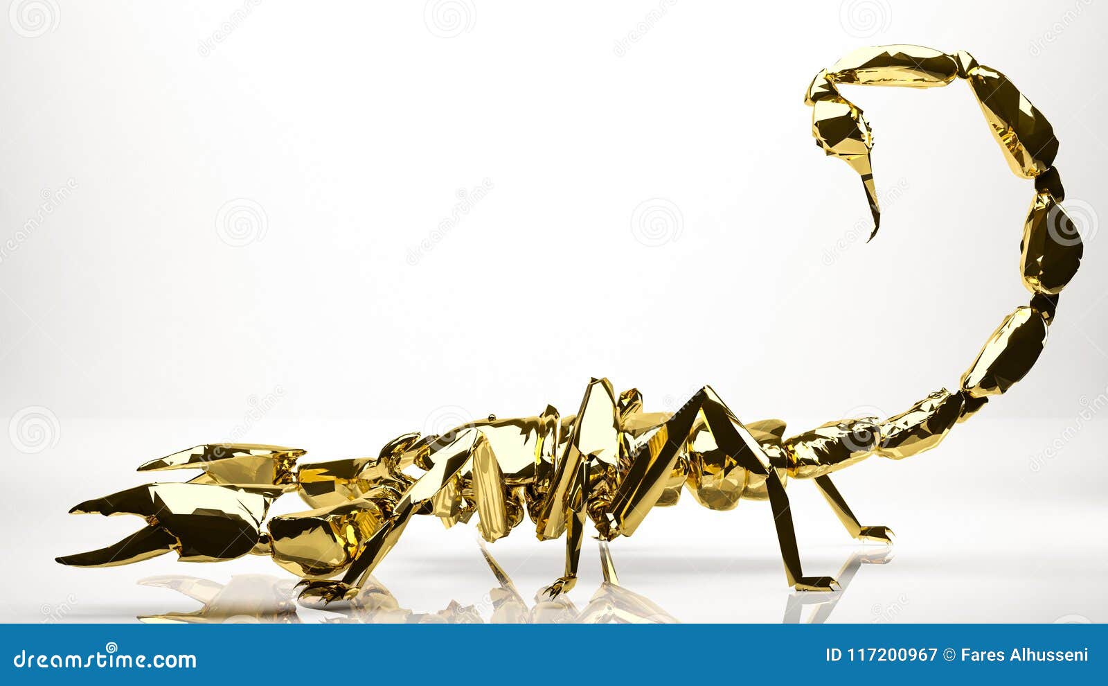 A Scorpion Man In Golden Armor And Jewelry With An Axe Stands Under The ...