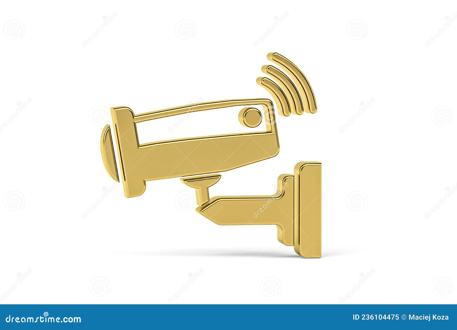 Golden 3d Security Camera Icon Isolated on White Background Stock ...