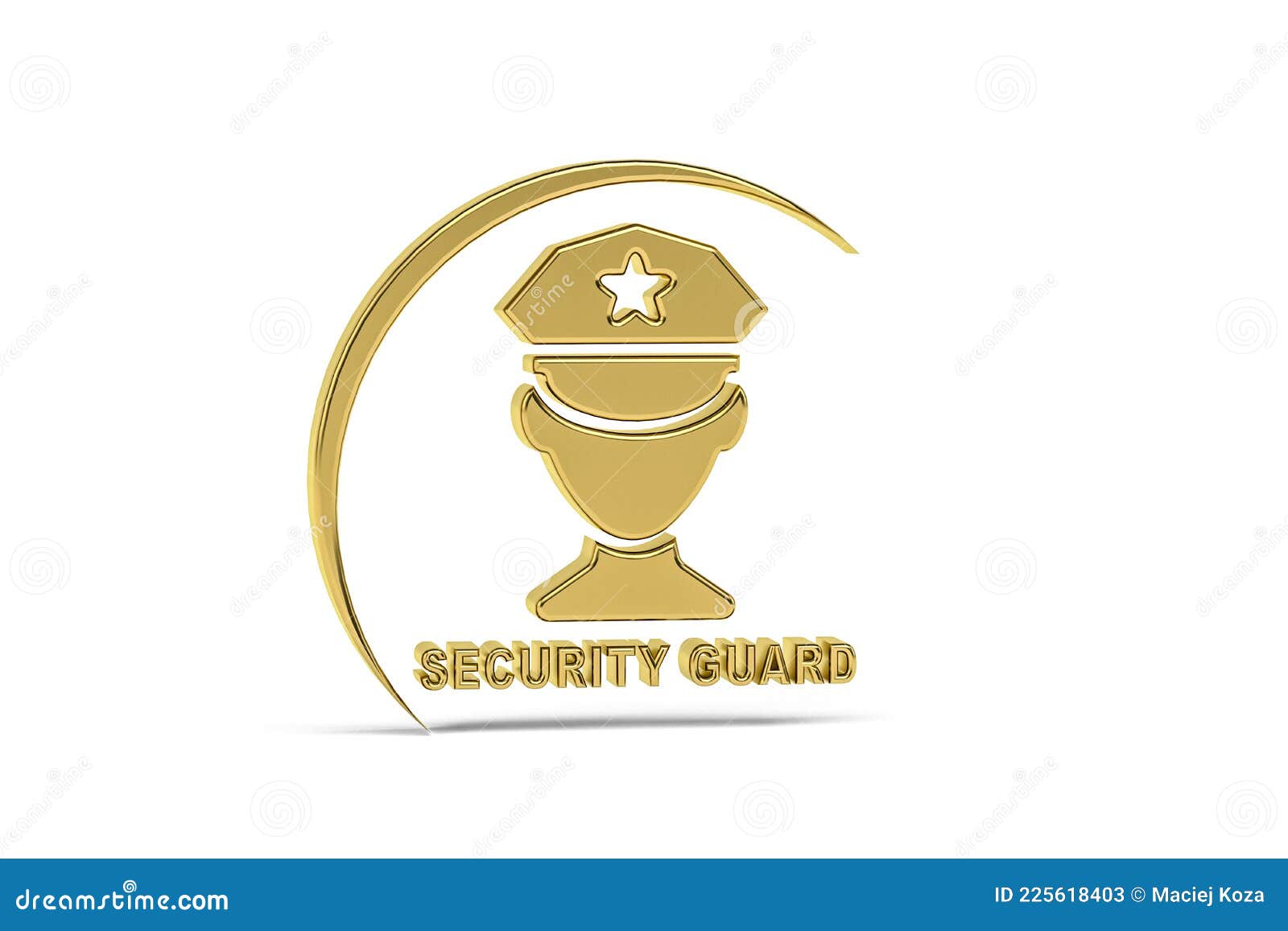 Golden 3d Security Guard Icon Isolated on White Stock Illustration ...