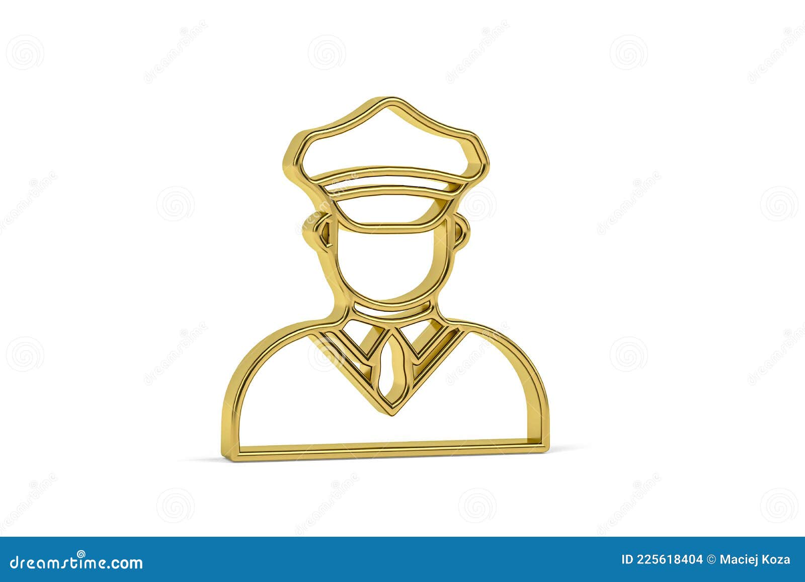 Golden 3d Security Guard Icon Isolated on White Stock Illustration ...