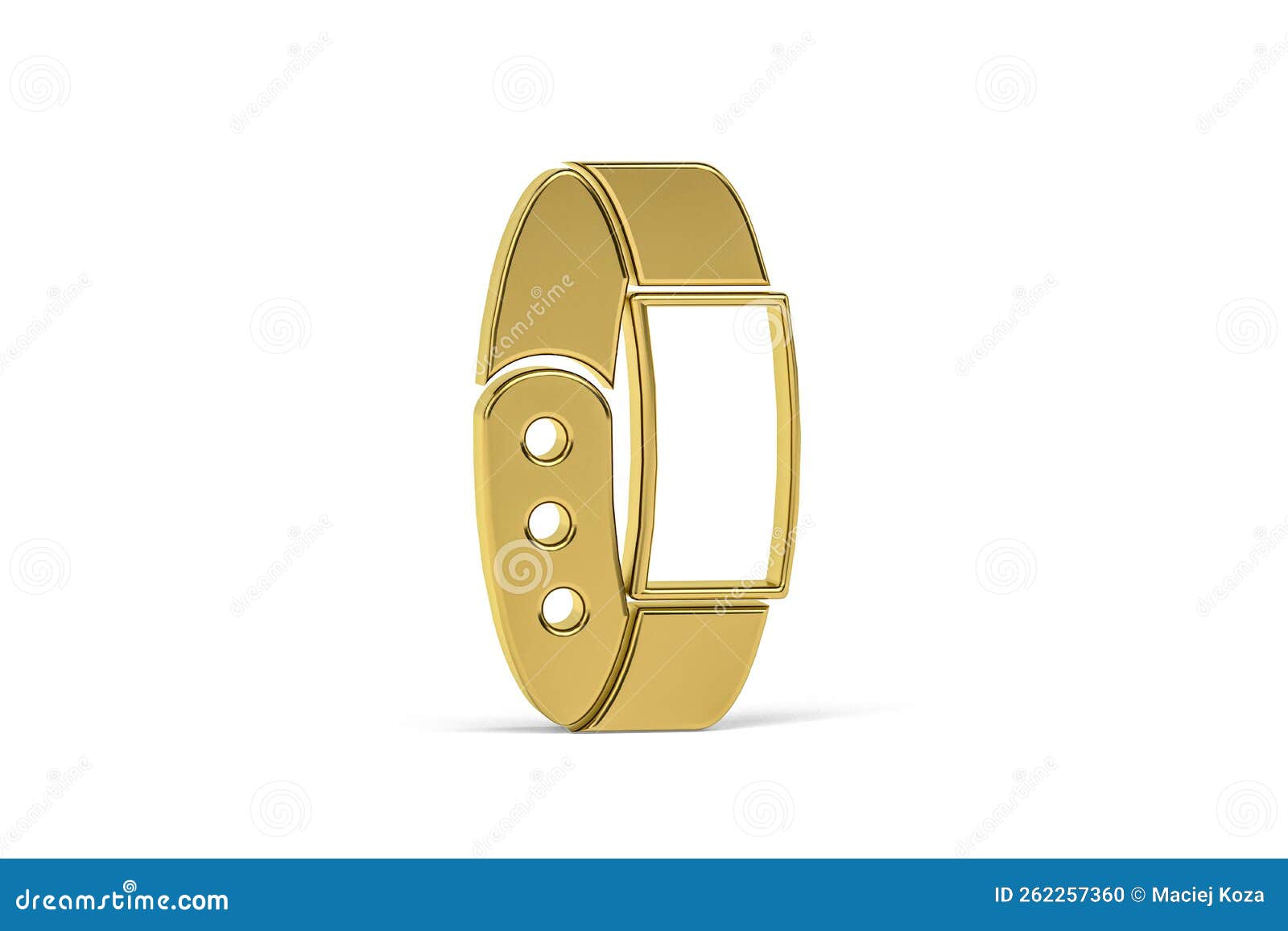 Golden 3d Smart Bracelet Icon Isolated on White Background Stock ...