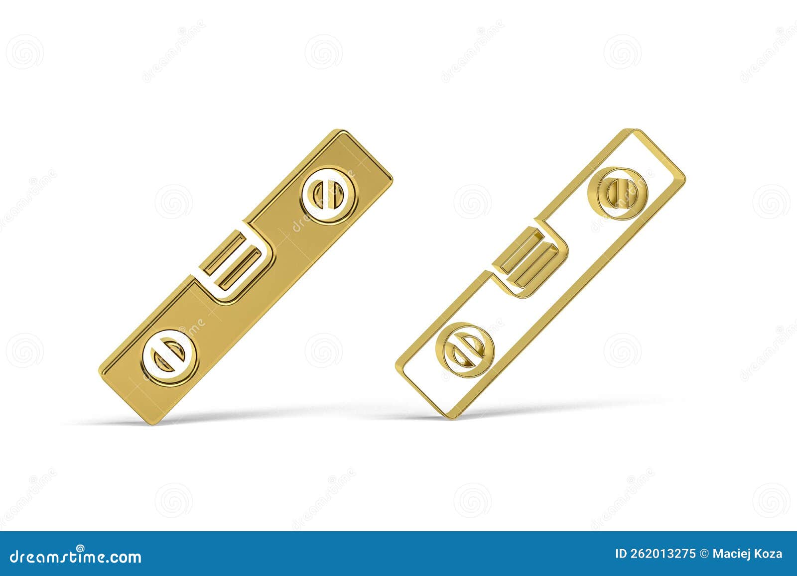 Golden 3d Spirit Level Icon Isolated on White Background Stock ...