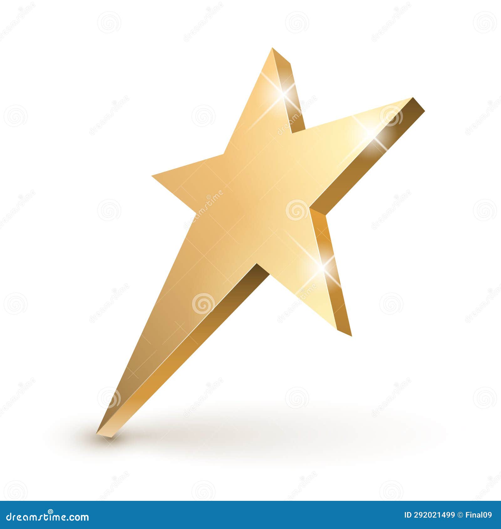 Golden 3d Star with Highlights. Stock Illustration - Illustration of ...
