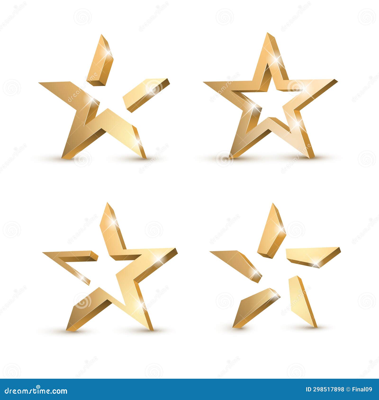 Golden 3d Star with Highlights. Stock Vector - Illustration of ...