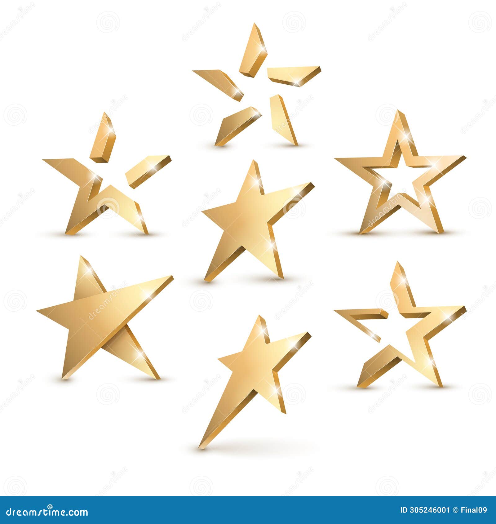 Golden 3d Star with Highlights. Stock Illustration - Illustration of ...