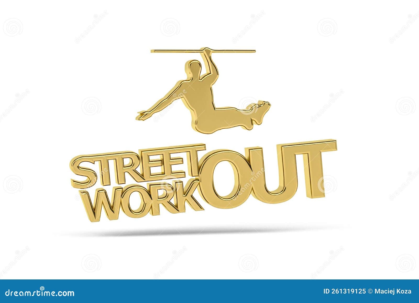 Golden 3d Street Workout Icon Isolated on White Background Stock ...