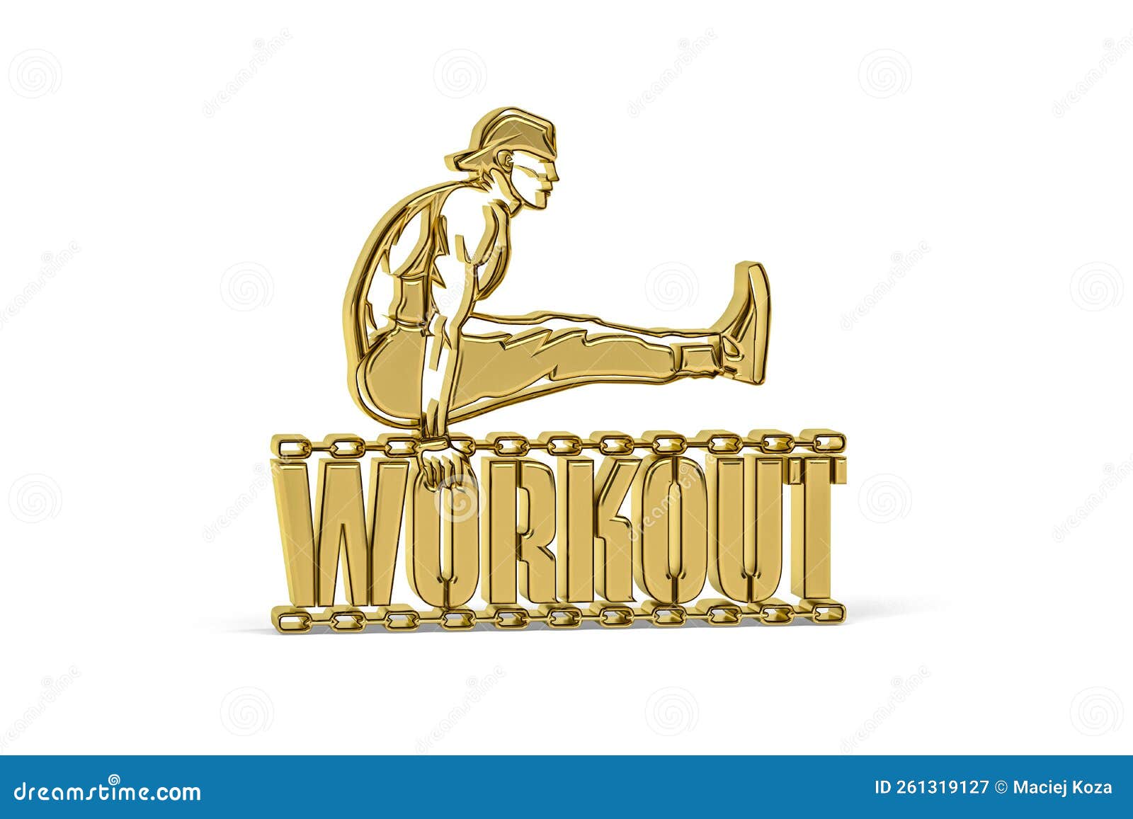 Golden 3d Street Workout Icon Isolated on White Background Stock ...