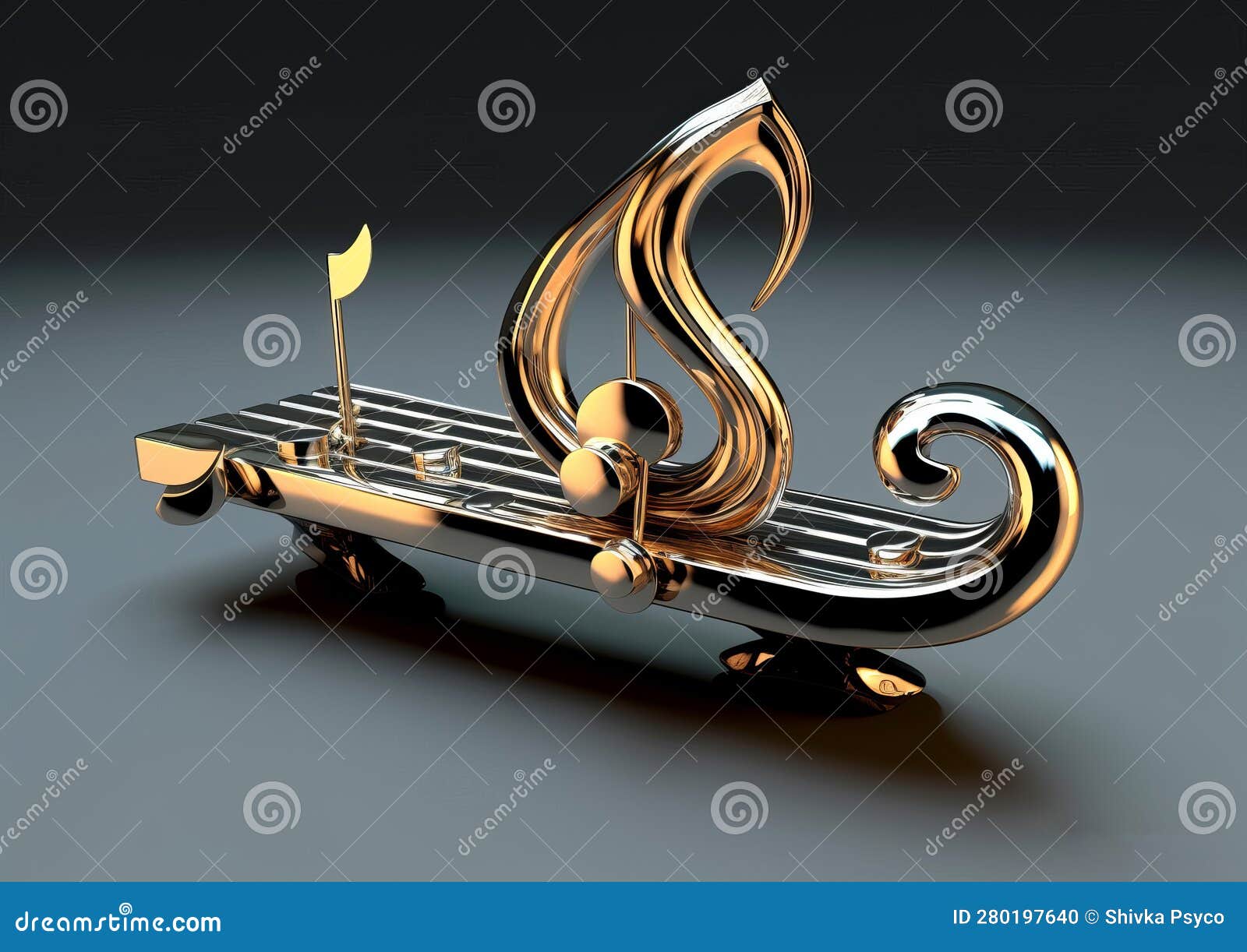 Golden 3d Style Music Note Generative AI Stock Illustration ...