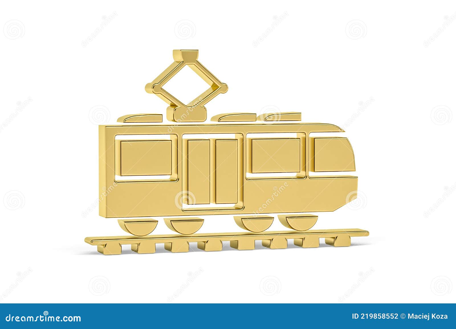 Golden 3d Train Icon Isolated on White Background Stock Illustration ...