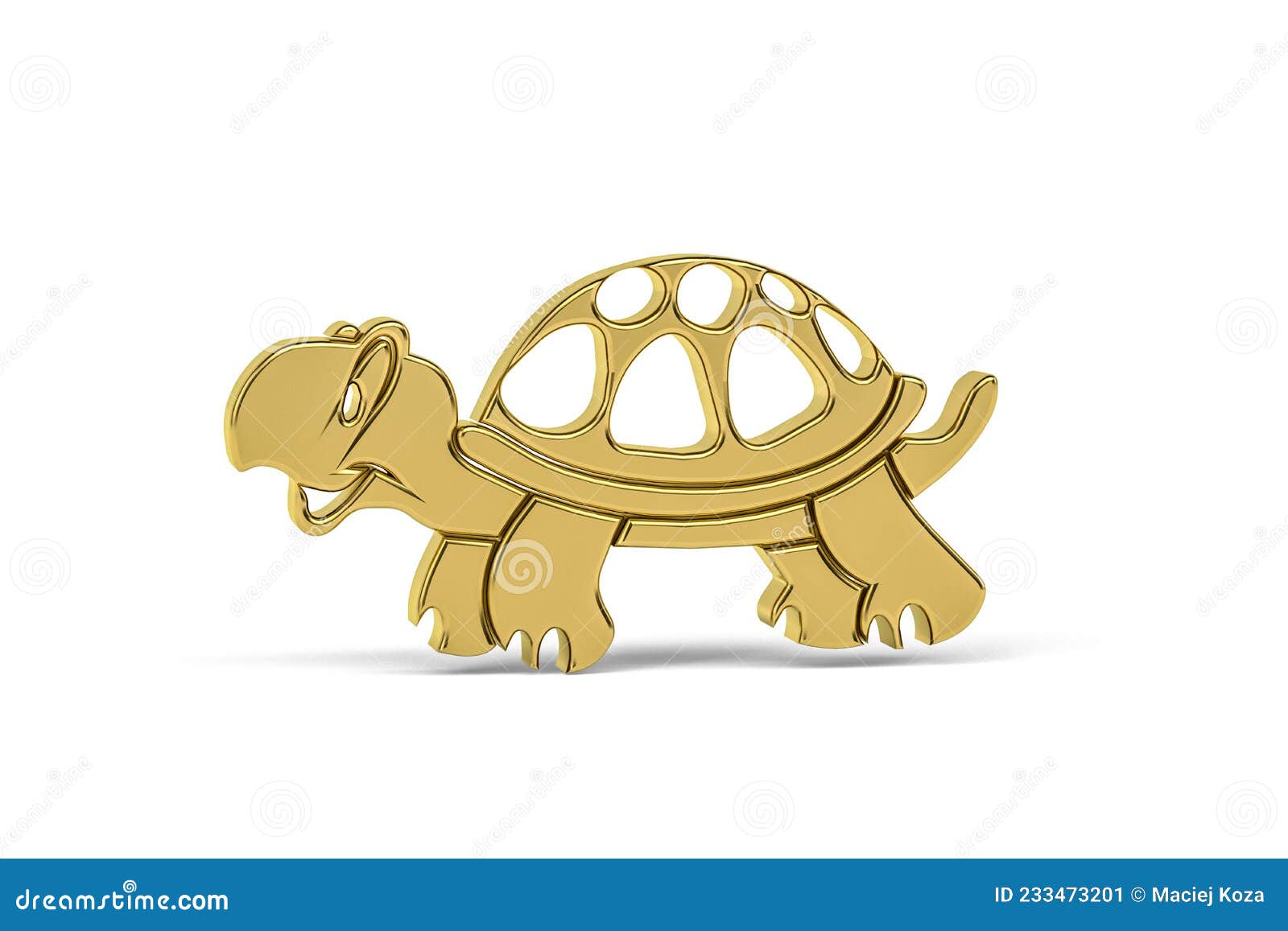 Golden 3d Turtle Icon Isolated on White Background Stock Illustration ...
