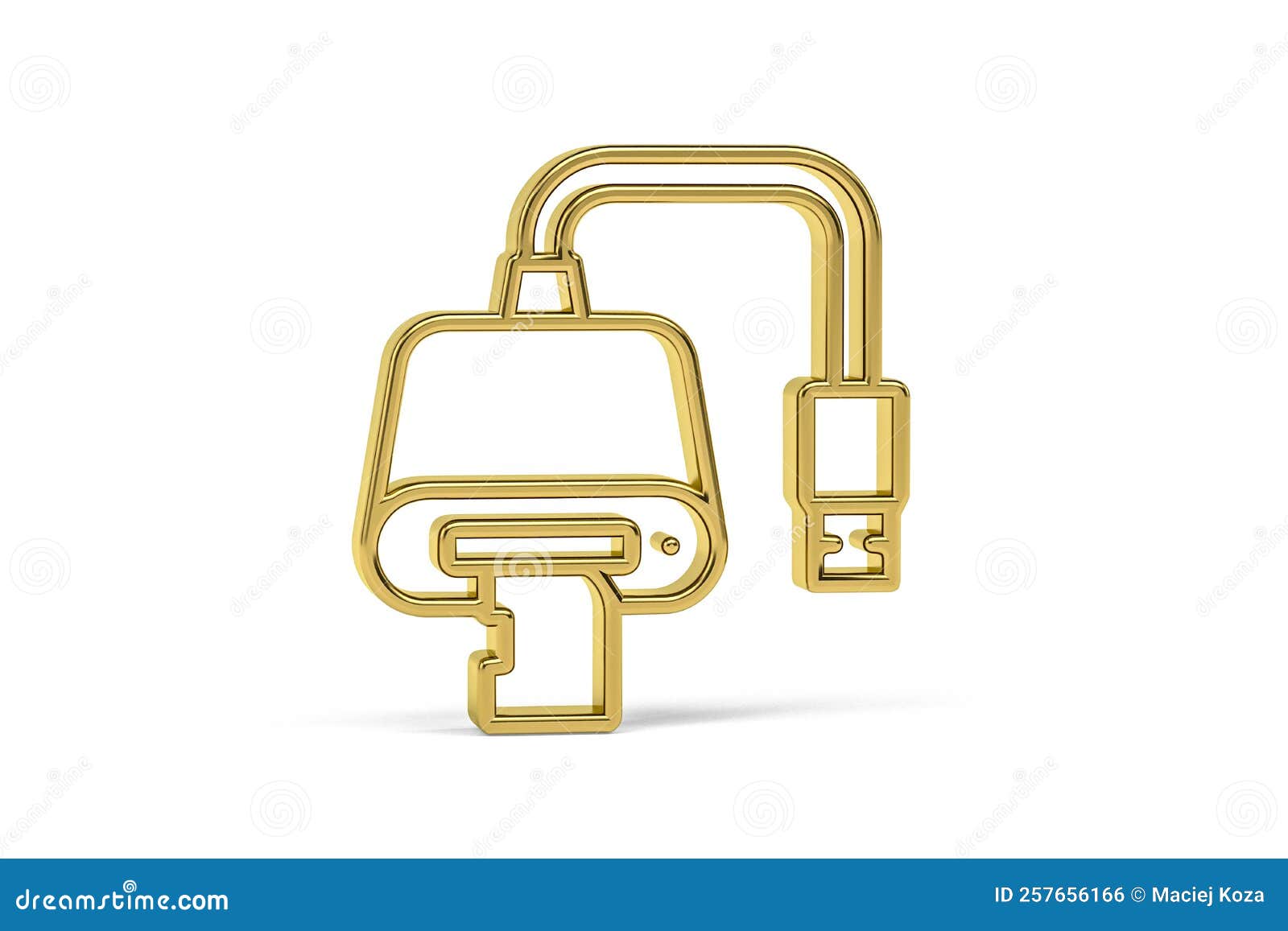 Golden 3d USB Card Reader Icon Isolated on White Background Stock ...