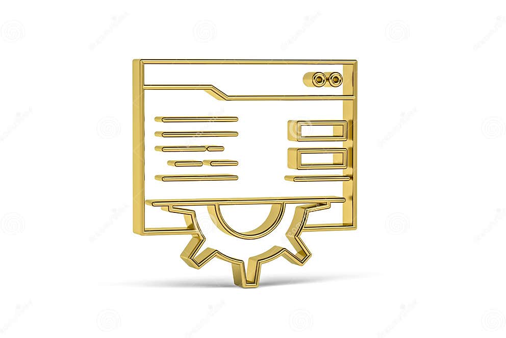 Golden 3d Website Settings Icon Isolated on White Background Stock ...