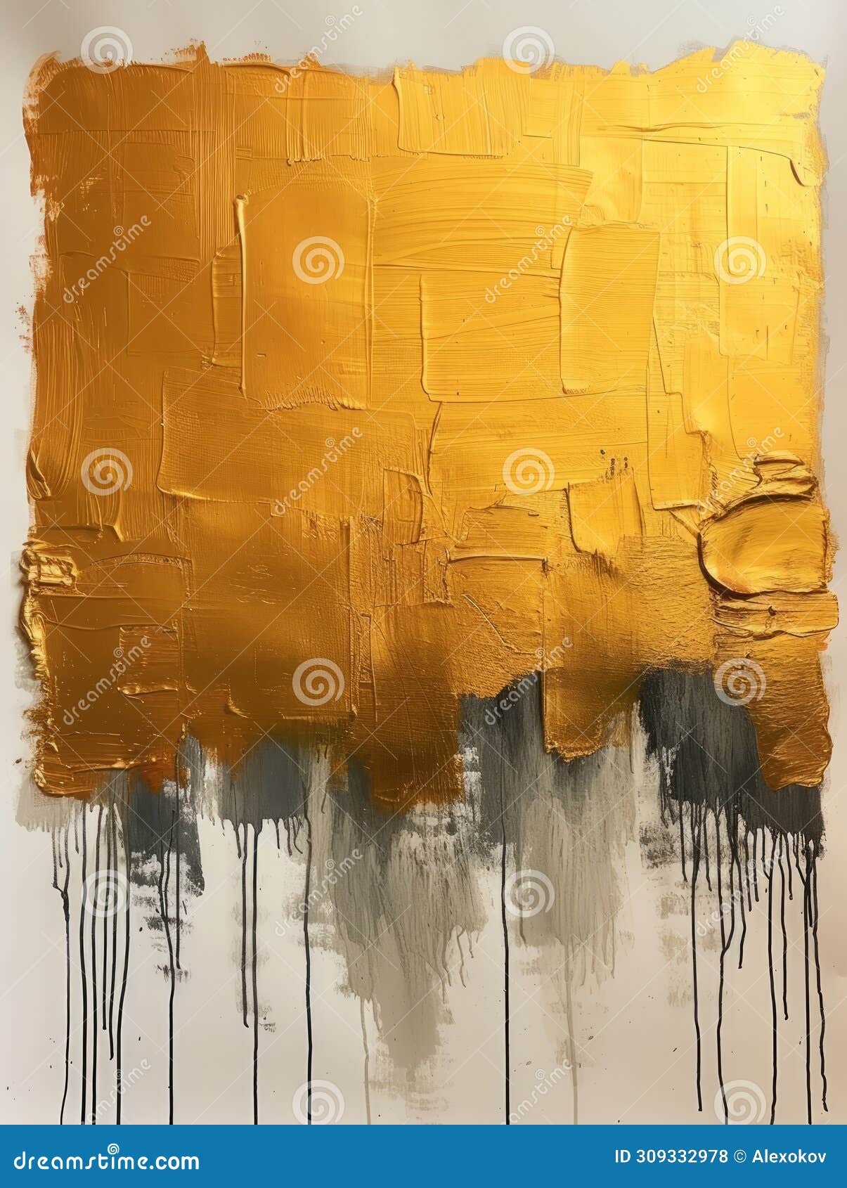 Golden Dab of Paint on White Generative AI Stock Illustration ...