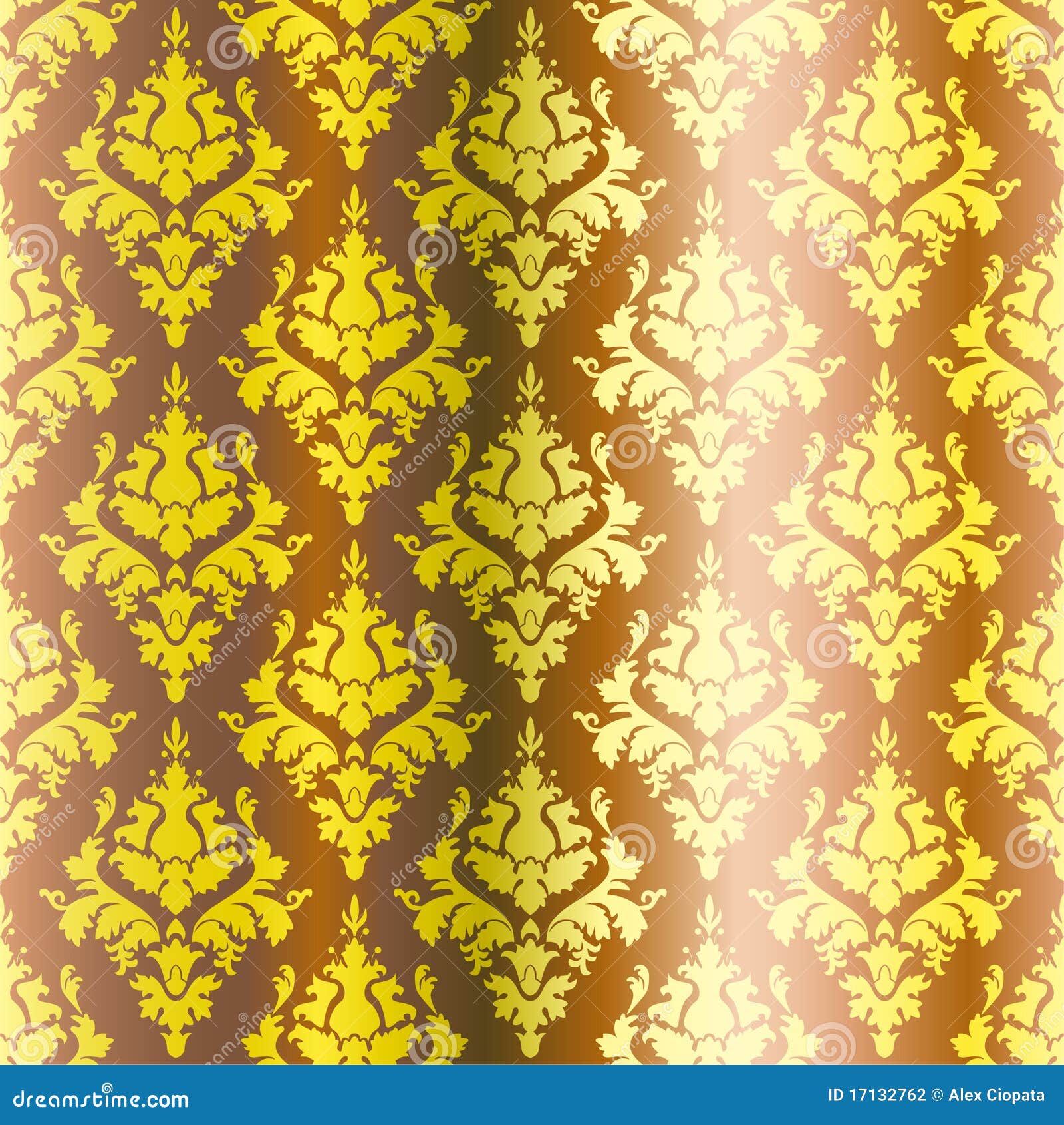Golden Damask pattern stock vector. Illustration of silk - 17132762