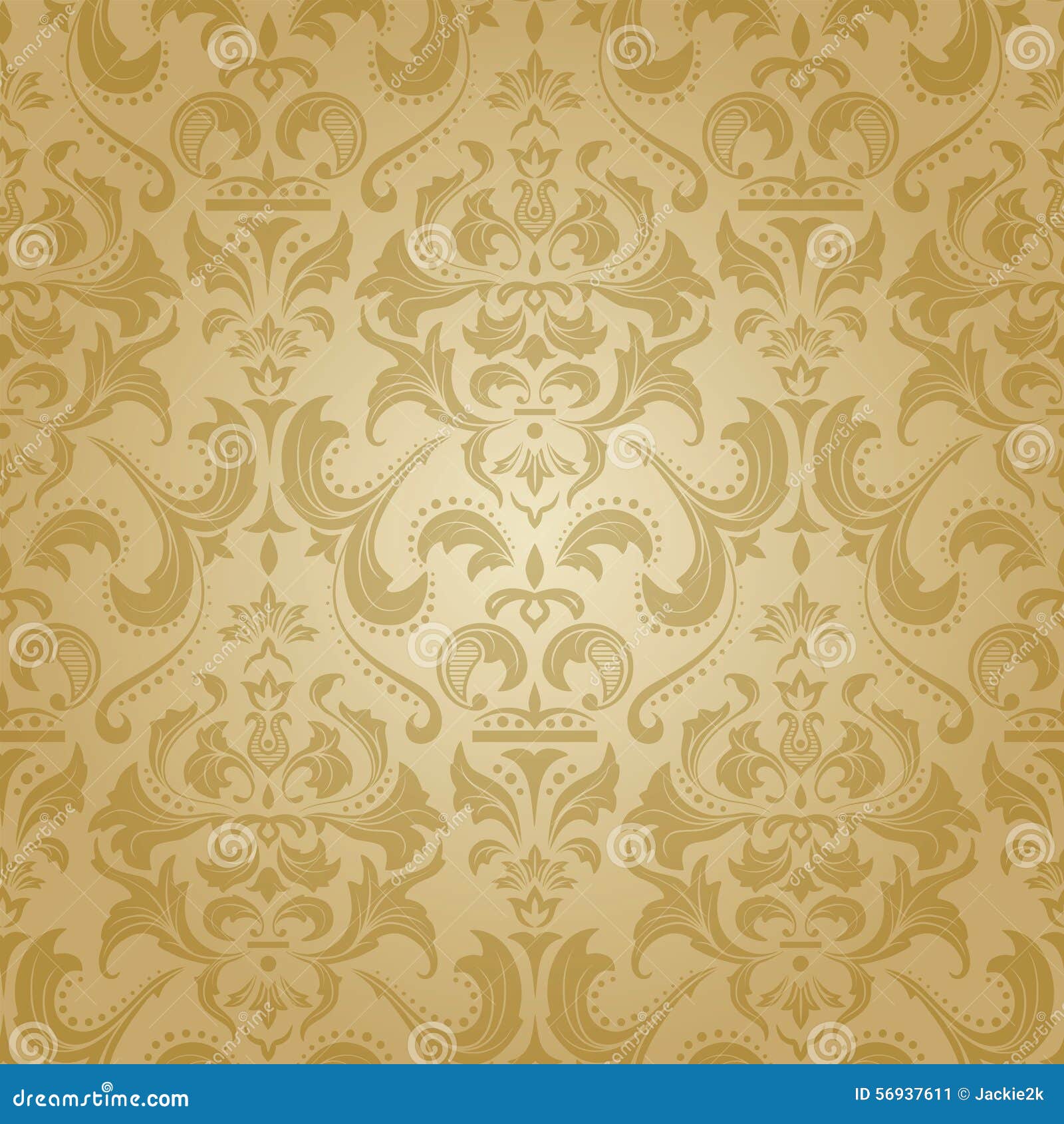 Golden Damask Seamless Floral Pattern. Stock Vector - Illustration of ...
