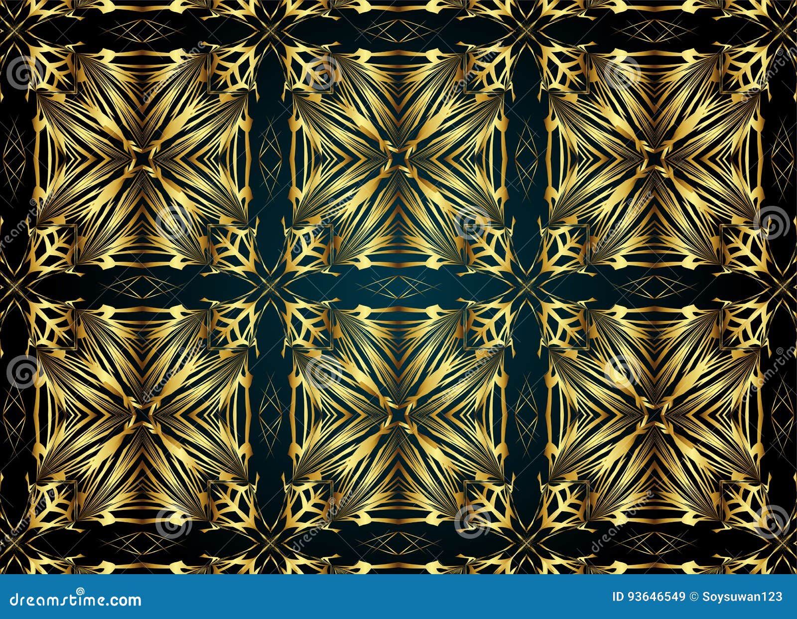 Golden and Dark Vintage Pattern. Stock Vector - Illustration of ...